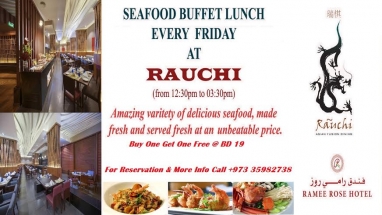 50% discount-Seafood Friday Brunch for Two at Rauchi ramee rose bahrain ...